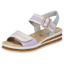 Rieker Damen Keilsandalette, Gr. 41creme, flieder, mint, Nubuklederimitat, Schuhe, Sommerschuh, Urlaubschuh, Sandale mit regulierbaren