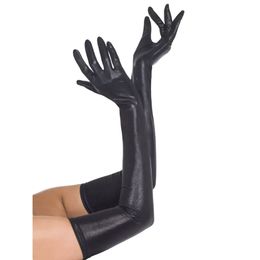 Dirndline Fingerhandschuhe 'Wetlook-Handschuhe, lang' Damen Gr&ouml;&szlig;e XS/XL schwarz