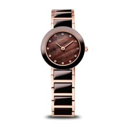 Bering Uhr 'Ceramic' Damen Gr&ouml;&szlig;e One Size dunkelbraun / rosegold / schwarz