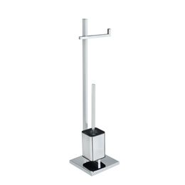 Wenko Stand WC-Garnitur Quadro Herren Gr&ouml;&szlig;e B: 23.5 cm x H: 72.5 cm x T: 18.5 cm. Bodenplatte: 18.5 cm x 18.5 cm x 2.5 cm silber