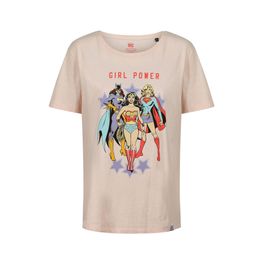 Recovered T-Shirt 'Girl Power Heroes Slub' Damen Gr&ouml;&szlig;e XS pink