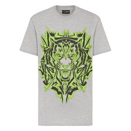 Plein Sport T-Shirt 'Thunder Tiger' Herren Gr&ouml;&szlig;e XS grau / gr&uuml;n / schwarz