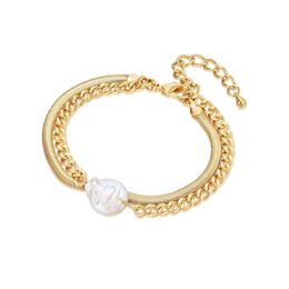 Lulu & Jane Lulu & Jane Armband Damen Gr&ouml;&szlig;e One Size gold / perlwei&szlig;