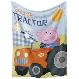 Peppa Pig Babydecke 'George & Traktor' Gr&ouml;&szlig;e One Size hellblau / gelb / mandarine / schwarz