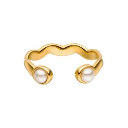 PURELEI Ring 'Dewdrop' Damen Gr&ouml;&szlig;e 50/60 gold / perlwei&szlig;