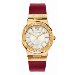 Versace Uhr 'Greca Logo' Damen Gr&ouml;&szlig;e One Size gold / dunkelrot / perlwei&szlig;
