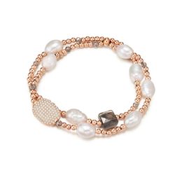 Lulu & Jane Lulu & Jane Armband Damen Gr&ouml;&szlig;e One Size rosegold / schwarz / perlwei&szlig;