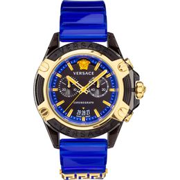 Versace Uhr Herren Gr&ouml;&szlig;e One Size royalblau / gold / schwarz