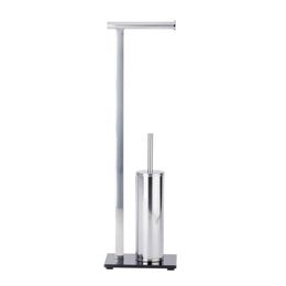 Wenko Stand WC-Garnitur 'Lava' Herren Gr&ouml;&szlig;e B: 21cm x H: 71cm x T: 17cm silber