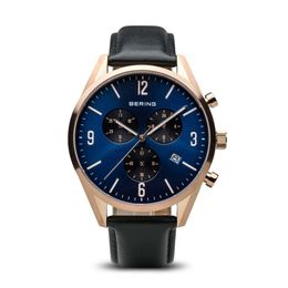 Bering Uhr 'Classic' Herren Gr&ouml;&szlig;e One Size ultramarinblau / rosegold / schwarz