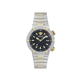Versace Analoguhr 'Greca Logo Diver' Herren Gr&ouml;&szlig;e One Size marine / gold / silber