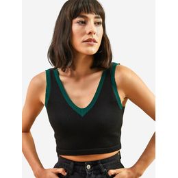 Bianco Lucci Top Damen Gr&ouml;&szlig;e S/L dunkelgr&uuml;n / schwarz