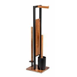 Wenko Stand WC-Garnitur 'Rivalta' Herren Gr&ouml;&szlig;e B: 18cm x H: 70cm x T: 23cm cognac / schwarz