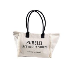 PURELEI Strandtasche 'Live Aloha Vibes' Damen Gr&ouml;&szlig;e One Size ecru / schwarz