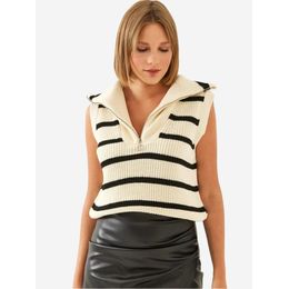 Bianco Lucci Pullunder Damen Gr&ouml;&szlig;e S/L ecru / schwarz