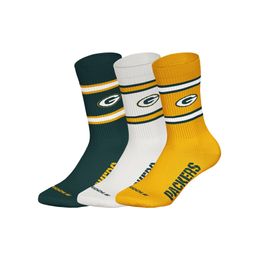 Huddle Freizeitsocken ' NFL Green Bay Packers Crew ' Herren Gr&ouml;&szlig;e 43/46 gelb / gr&uuml;n / wei&szlig;
