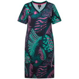 Ulla Popken Kleid Damen Gr&ouml;&szlig;e 54/56 marine / jade / pink Winterkleid