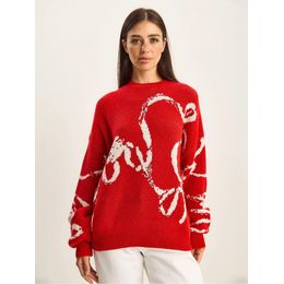 Bianco Lucci Pullover Damen Gr&ouml;&szlig;e S/L rot / wei&szlig;