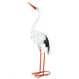 Tierfigur Gilde "Storch Adebar aufschauend", wei&szlig;, B:45cm H:45cm T:3,5cm, Metall, Dekofiguren