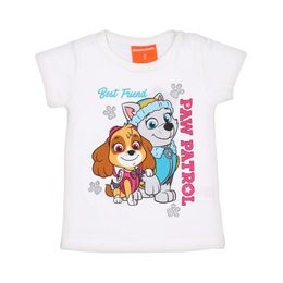 PAW PATROL T-Shirt 'Skye & Everest' M&auml;dchen Gr&ouml;&szlig;e 128 braun / grau / pink / wei&szlig;