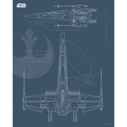 Bild Komar "Star Wars Blueprint X-Wing", schwarz-wei&szlig; (farbe bild(er): schwarz, wei&szlig;), B:40cm H:50cm, Holz, Papier, Bilder, Bild, Wandbild zur Dekoration im Kinderzimmer - ohne Rahmen