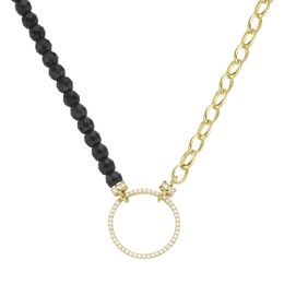 Collier "mit Ziersteinen, Silber 925", gold, Giorgio Martello MILANO, Halsketten, Damen, 45cm, Silber 925 (Sterlingsilber), Collier