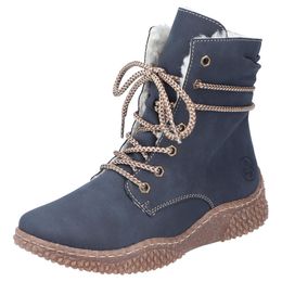 Winterboots Rieker, Damen, Gr. 42, blau (dunkelblau), Lederimitat, Schuhe Winterboots, mit modischer Profillaufsohle
