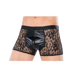 Andalea Boxershorts 'Wetlook und Spitze' Herren Gr&ouml;&szlig;e L/XL schwarz