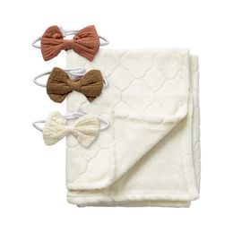 Rock A Bye Baby Boutique Set: Babydecke und Haarband 'Classic' Gr&ouml;&szlig;e One Size creme / braun / rostbraun