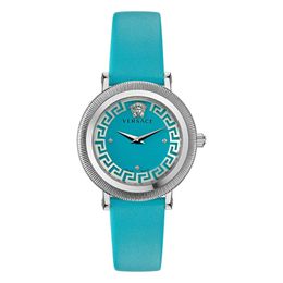 Versace Analoguhr 'Greca Flourish' Damen Gr&ouml;&szlig;e One Size aqua / silber