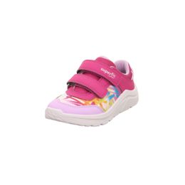 Sneaker Superfit "KICKS WMS: weit", M&auml;dchen, Gr. 34, pink bunt, Lederimitat, Polyester, mehrfarbig, Schuhe Sneaker, Klettschuh, farbiges Muster, WMS: W V, Gr&ouml;&szlig;enschablone zum Download