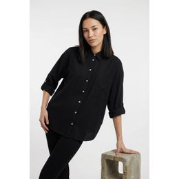 Langarmbluse Vila "VIPRISILLA L/S LOOSE SHIRT - NOOS", Damen, Gr. 36, schwarz beauty, Web, Obermaterial: 50% Viskose, 40% Baumwolle, 10% Leinen, unifarben, l&auml;ssig geschnitten normal, Blusen