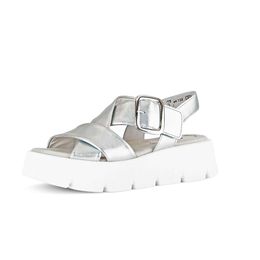 Plateausandaletten Gabor "Plateau Sandale", Damen, Gr. 37,5, silber, Schuhe