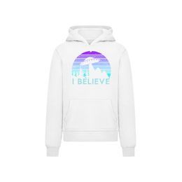 F4NT4STIC Sweatshirt 'I BELIEVE UFO Alien Raumschiff Retro' M&auml;dchen Gr&ouml;&szlig;e 110/116 hellblau / lila / wei&szlig;