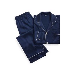 Polo Ralph Lauren Pyjama ' Heritage Silk ' Damen Gr&ouml;&szlig;e XL navy Winterkleid