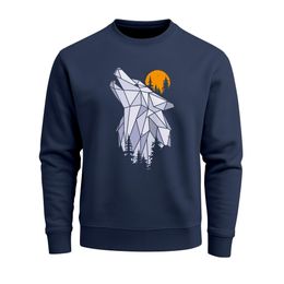 Neverless Sweatshirt 'Polygon Wolf' Herren Gr&ouml;&szlig;e XS navy