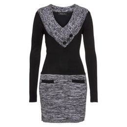 Melrose Strickkleid Damen Gr&ouml;&szlig;e M/L grau / schwarz