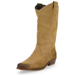 Felmini Wide Fit Cowboystiefel Damen Gr&ouml;&szlig;e 40 beige Winterschuhe
