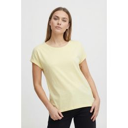 Rundhalsshirt Vila "VIDREAMERS NEW PURE T-SHIRT/SU-NOOS", Damen, Gr. L, pastel gelb, Jersey, Obermaterial: 50% Baumwolle, 50% Polyester, unifarben, regular fit normal, Rundhals, Shirts Rundhalsshirt, Basic Damen-T-Shirt mit Rundhalsausschnitt und umgeschlagenen &Auml;rmeln