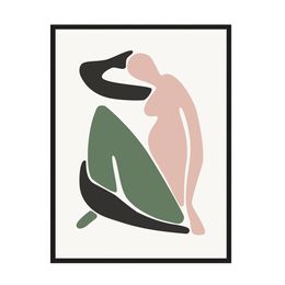 Liv Corday Bild 'Pink and Green Figure' Herren Gr&ouml;&szlig;e 30x40 gr&uuml;n / pink / schwarz / wei&szlig;