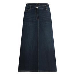 Midirock Betty Barclay "Damen mit Waschung", Damen, Gr. 40, dunkelblau denim, Obermaterial: 70% Baumwolle, 23% Polyester, 4% Lyocell, 3% Elasthan, ausgestellt lang, R&ouml;cke
