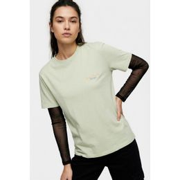 Kurzarmshirt Only "ONLLUCY MONJA SS TOP JRS NOOS", Damen, Gr. L, laurel gr&uuml;n print:stay fresh, Jersey, Obermaterial: 100% Baumwolle, bedruckt, regular fit normal, Rundhals, Shirts