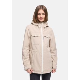 Outdoorjacke Marikoo "Sohaa", Damen, Gr. L, light taupe, Obermaterial: 100% Polyester; Kapuze: 62% Polyester, 33% Baumwolle, 5% Elasthan; Wattierung: 100% Polyester; &Auml;rmelfutter: 100% Polyester, Jacken Outdoorjacke, mit kontrastfarbenen Details