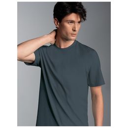 T-Shirt TRIGEMA "TRIGEMA T-Shirt DELUXE Baumwolle", Herren, Gr. 4XL, grau (anthrazit), Single Jersey, 100% Baumwolle, Basic, lang, Rundhals, Shirts T-Shirt