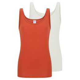 Schiesser Unterhemd 'Modal Essentials' Damen Gr&ouml;&szlig;e 4XL feuerrot / naturwei&szlig;
