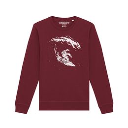 Watapparel Sweatshirt ' Surfing Spaceman ' Herren Gr&ouml;&szlig;e XL grau / burgunder / wei&szlig;