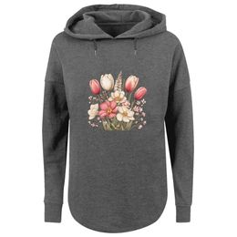 F4NT4STIC Sweatshirt 'Rosa Wei&szlig;er Fr&uuml;hlingsblustrau&szlig;' Damen Gr&ouml;&szlig;e XL dunkelgrau / mischfarben
