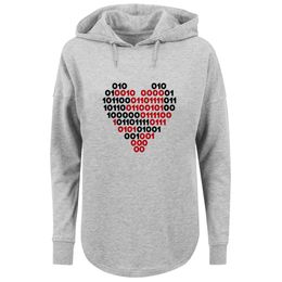 F4NT4STIC Sweatshirt 'I Love You 01001001 Binary Code Herz Valentinstag' Damen Gr&ouml;&szlig;e M graumeliert / rot / schwarz