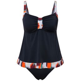 Ulla Popken Tankini Damen Gr&ouml;&szlig;e 6XL marine / orange / wei&szlig;