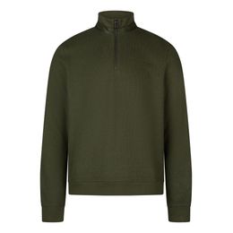 HECHTER PARIS Trendiger French-Rib-Zip-Troyer, dezentes, tonales Sticklogo Herren Gr&ouml;&szlig;e XL dunkelgr&uuml;n